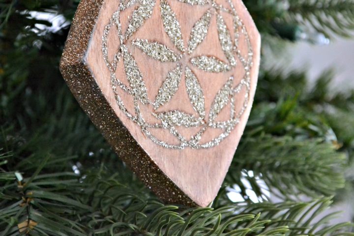 Wood Inlay Ornament with German Glass Glitter • Ugly Duckling House