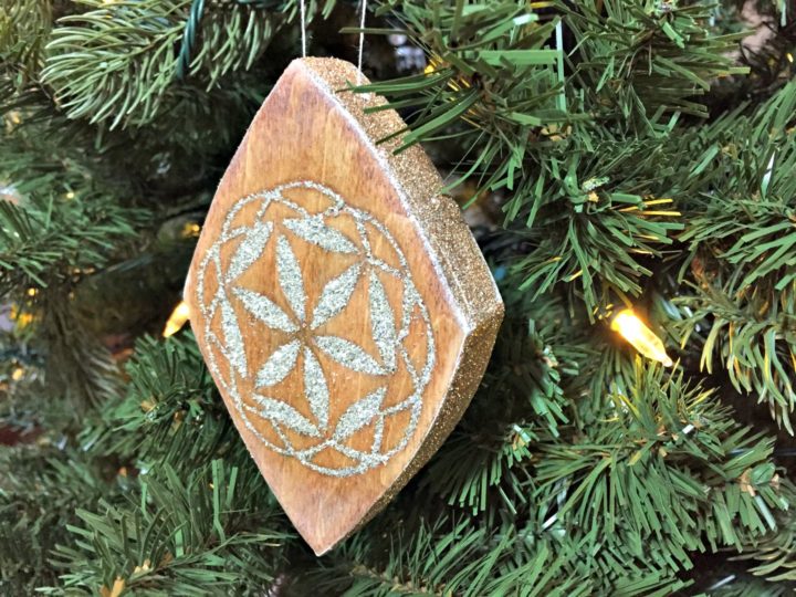 Wood Inlay Ornament with German Glass Glitter • Ugly Duckling House
