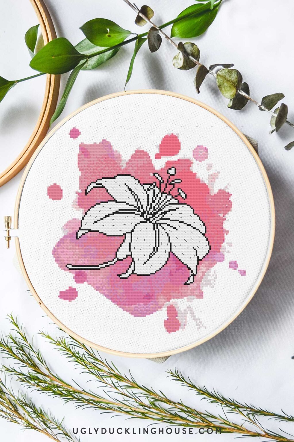 Lily on Watercolor | Free Cross Stitch Pattern • Ugly Duckling House